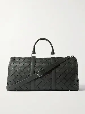 Bottega Veneta Intrecciato Leather Duffle Bag - Black