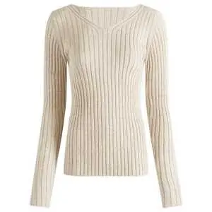 Auralee Rib Knit V-neck Pullover