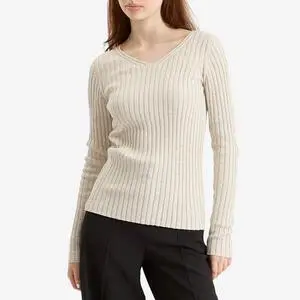 Auralee Rib Knit V-neck Pullover