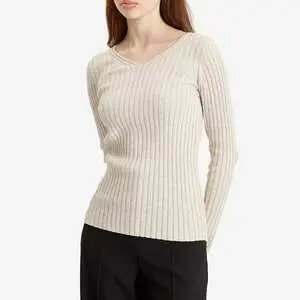 Auralee Rib Knit V-neck Pullover