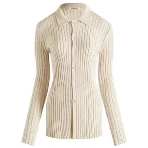 Auralee Rib Knit Shirt Cardigan