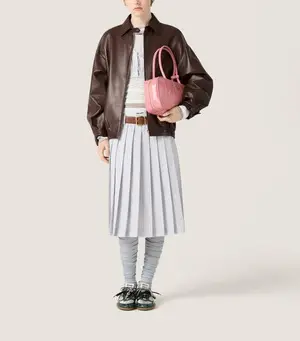 Miu Miu Cotton Pinstriped Pleated Midi Skirt