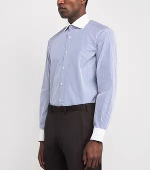 Brioni Cotton Stripe Shirt - Blue