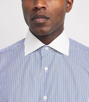 Brioni Cotton Stripe Shirt - Blue