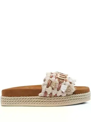 Mou Braided-strap Platform Sandals - Neutrals