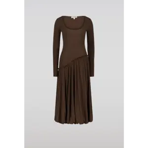 SAEMDI Asymmetric Hip Midi Dress