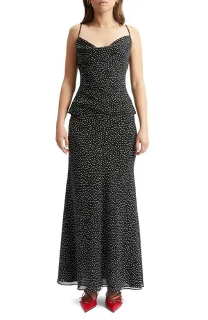 Bardot Monroe Polka Dot Maxi Skirt - Black Spot