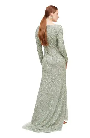 MARYISA Occasion Embellished Sequin Beaded A-line Gown