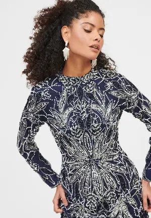 MARYISA Embellished Beaded Maxi Dress