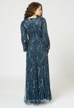 MARYISA Embellished Beaded Floral Maxi Dress