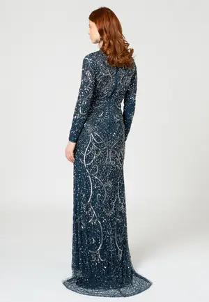 MARYISA Occasion Embellished High Neck Evening Maxi Dress