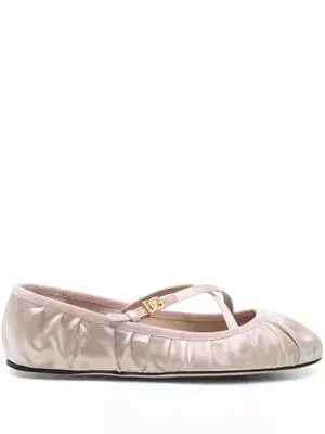 Dolce & Gabbana Logo-buckle Ballet Flats - Pink