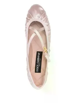Dolce & Gabbana Logo-buckle Ballet Flats - Pink