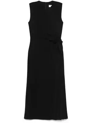 NISSA Floral-appliqué Midi Dress - Black