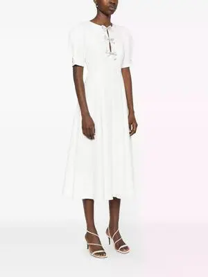 NISSA Crystal-bow Crepe Midi Dress