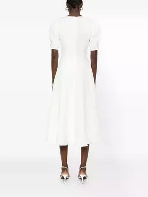 NISSA Crystal-bow Crepe Midi Dress