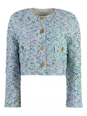 St. John Cropped Tweed Jacket - Blue