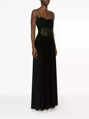 NISSA Floral-appliqué Maxi Dress