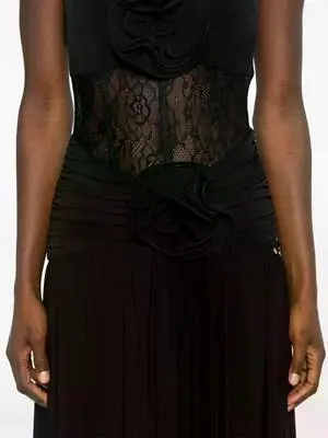 NISSA Floral-appliqué Maxi Dress