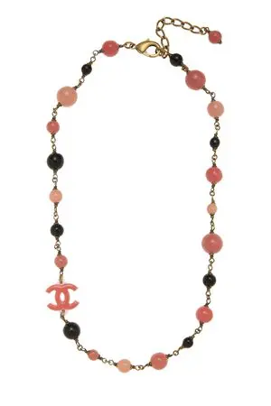 Chanel Enamel 'cc' Necklace - Pink