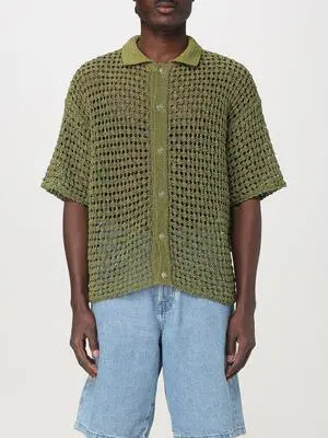 BONSAI Short Sleeve Crochet Shirt - Green