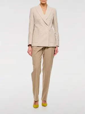 Max Mara Double Breasted Notched Lapel Jacket - Beige