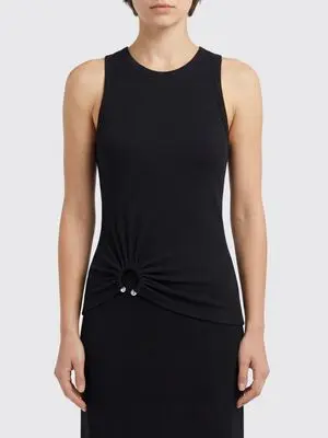 Rabanne Ribbed Knit Tank Top With Ring Detail - Black