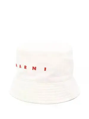 Marni Logo-embroidered Bucket Hat - Neutrals