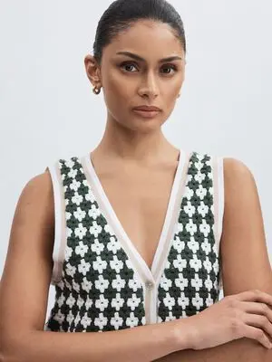 The Upside Portobello Watson Crochet Vest - Green
