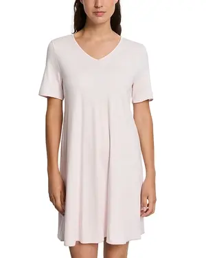 Hanro Cotton Silk V Neck Nightgown - Honeydew