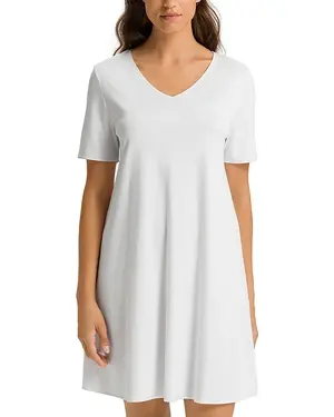 Hanro Cotton Silk V Neck Nightgown - White