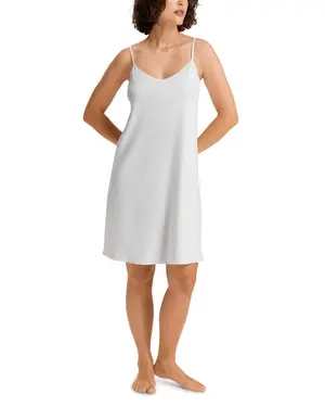 Hanro Cotton Spaghetti Strap Chemise - White