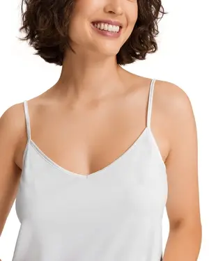 Hanro Cotton Spaghetti Strap Chemise - White