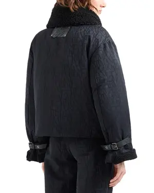 Emporio Armani Faux Fur Trim Logo Coat