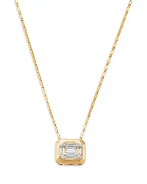 Bloomingdale'S Diamond Square Pendant Necklace - Yellow Gold