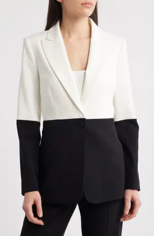TAHARI ASL Colorblock Blazer - White Black