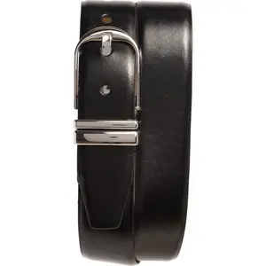 Nordstrom Leather Belt - Black- Silver