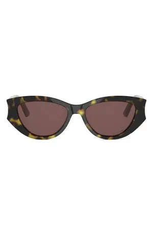 Dior Glow B1i 53mm Cat Eye Sunglasses - Dark Havana/brown