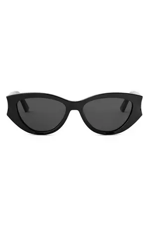 Dior DIOR Glow B1I 53mm Cat Eye Sunglasses Shiny Black / Smoke
