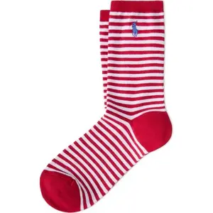Polo Ralph Lauren Spring Even Stripe Cotton Blend Crew Socks - Red