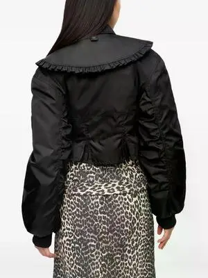 GANNI Ruffle-collar Bomber Jacket - Black