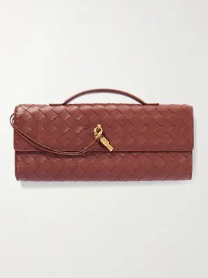 Bottega Veneta Andiamo Long Intrecciato Leather Clutch - Red