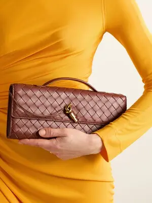 Bottega Veneta Andiamo Long Intrecciato Leather Clutch - Red