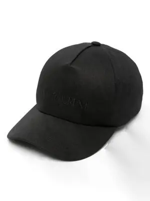 Saint Laurent Logo-embroidered Gabardine Cap - Black