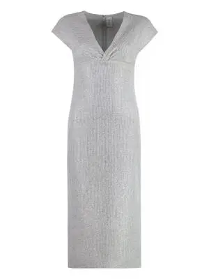 St. John Cap-sleeve Lurex Dress
