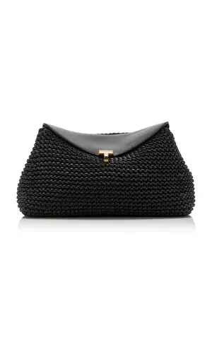 TOTEME T-lock Woven-leather Clutch - Black