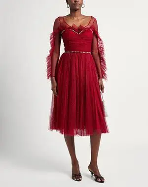 Elisabetta Franchi Tulle Midi Dress With Ruffles And Embellishments