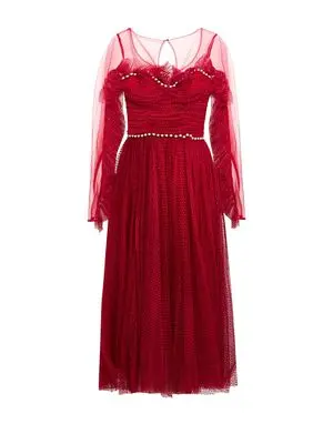 Elisabetta Franchi Tulle Midi Dress With Ruffles And Embellishments
