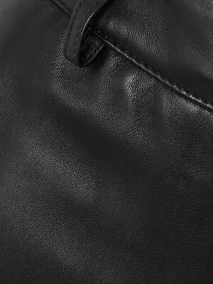 ST. AGNI Leather Tapered Trousers - Black