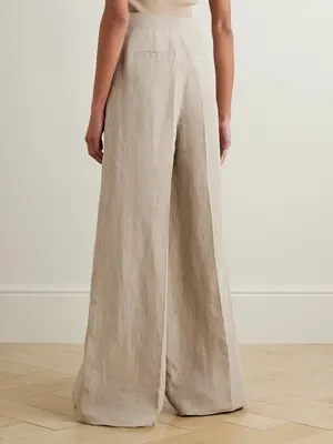 Max Mara Linen Wide-leg Pants - Neutrals